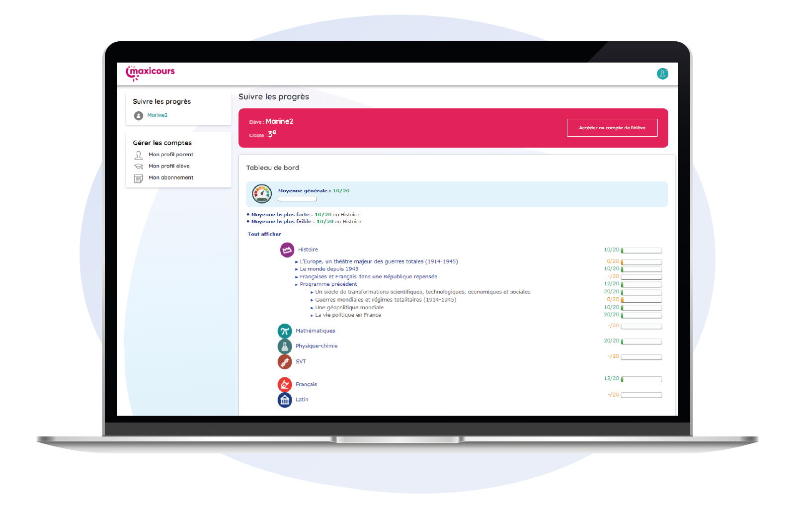 Outils de suivi scolaire pour les parents et les élèves - MAXICOURS